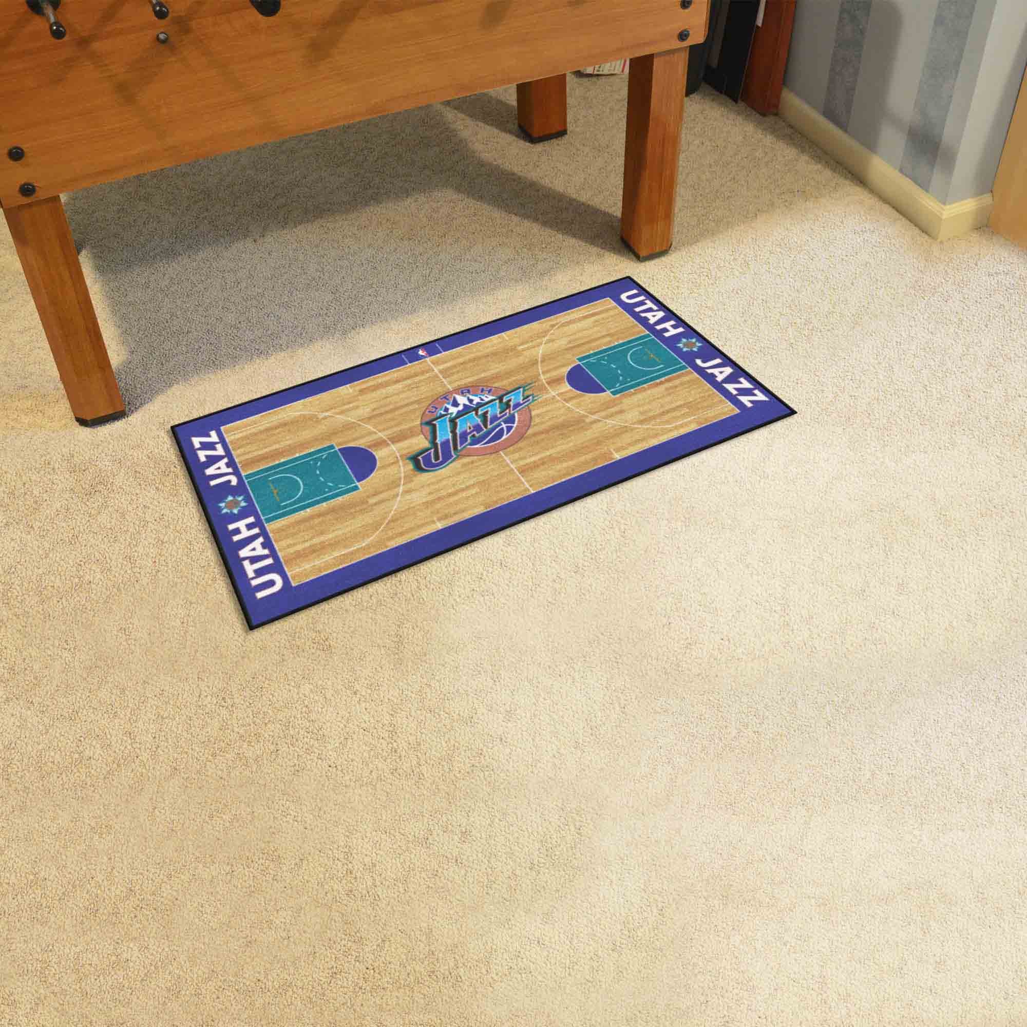 Utah Jazz Logo Retro Basketball Court Runner Mat - 24 x 44